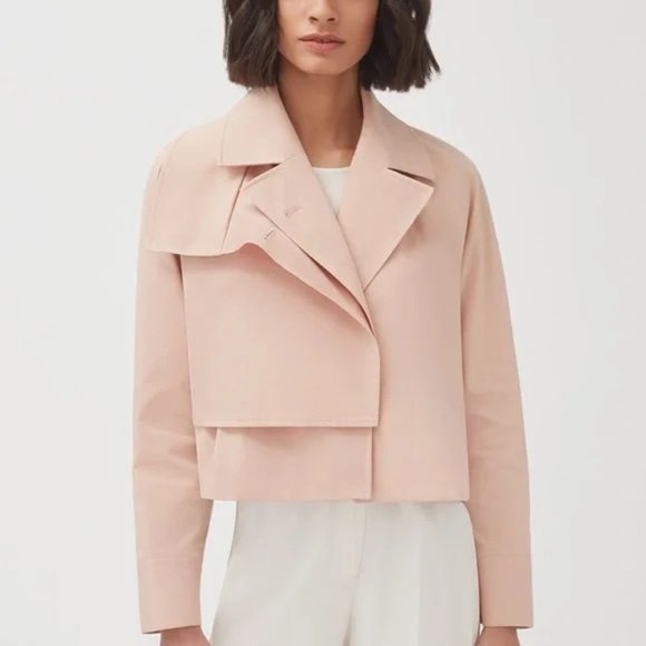 Cuyana | Jackets & Coats | Cuyana Cropped Rain Trench Coat In Pink ...